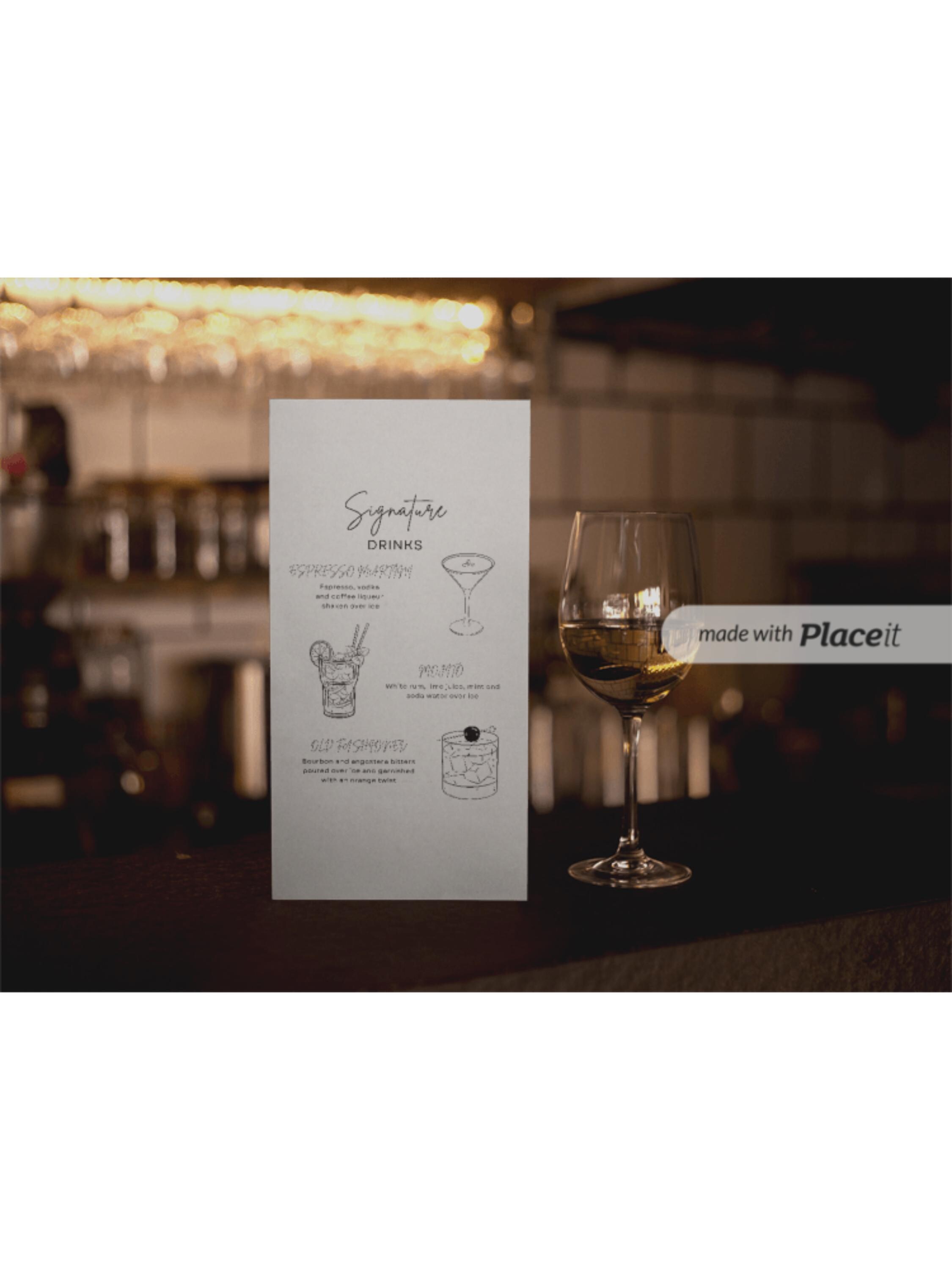 Minimalist Wedding Drink Menu Template, Simple Wedding Menu, Modern ...