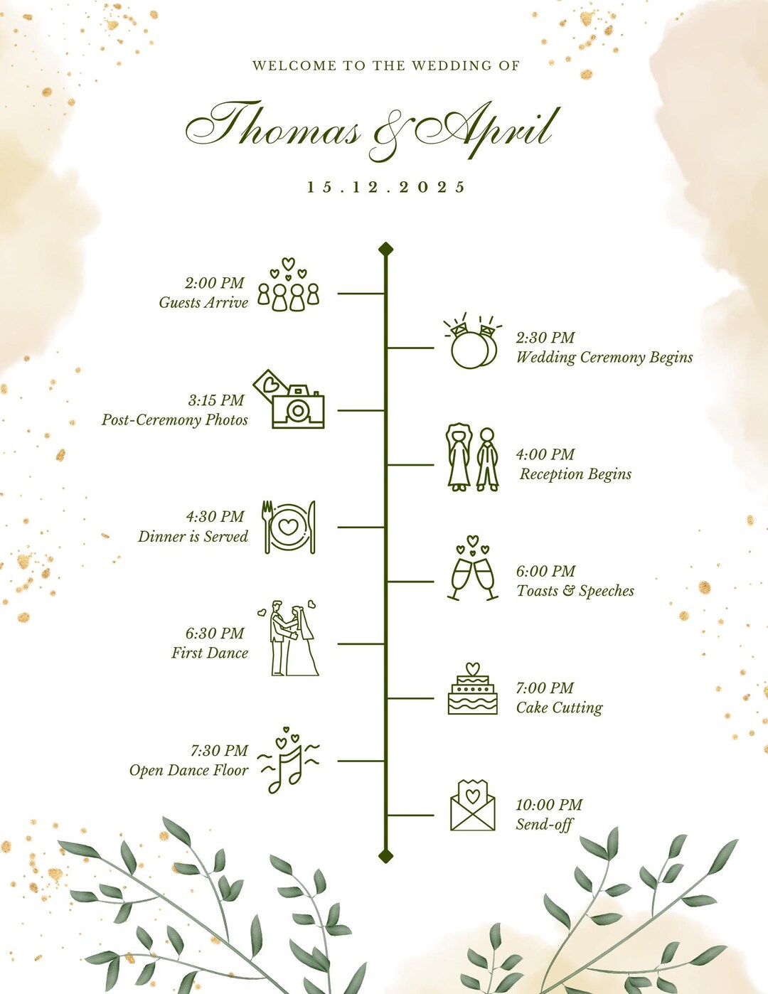 Editable Wedding Timeline Template, Day-of Timeline, Wedding Itinerary ...