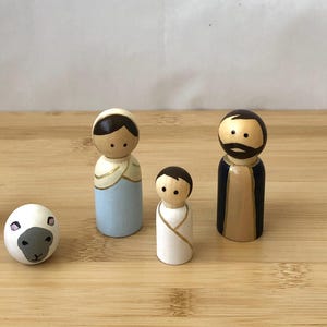Wooden Peg Nativity | Hand Painted 9 Piece Nativity Set | Christmas ...