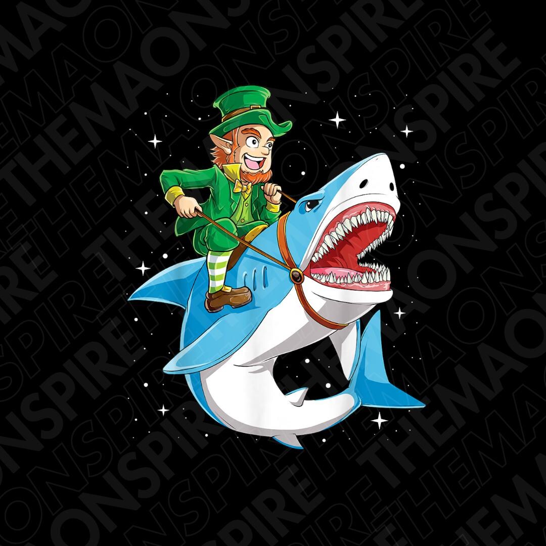 Funny Leprechaun Riding Shark PNG - Perfect for St. Patrick's Day Fun ...