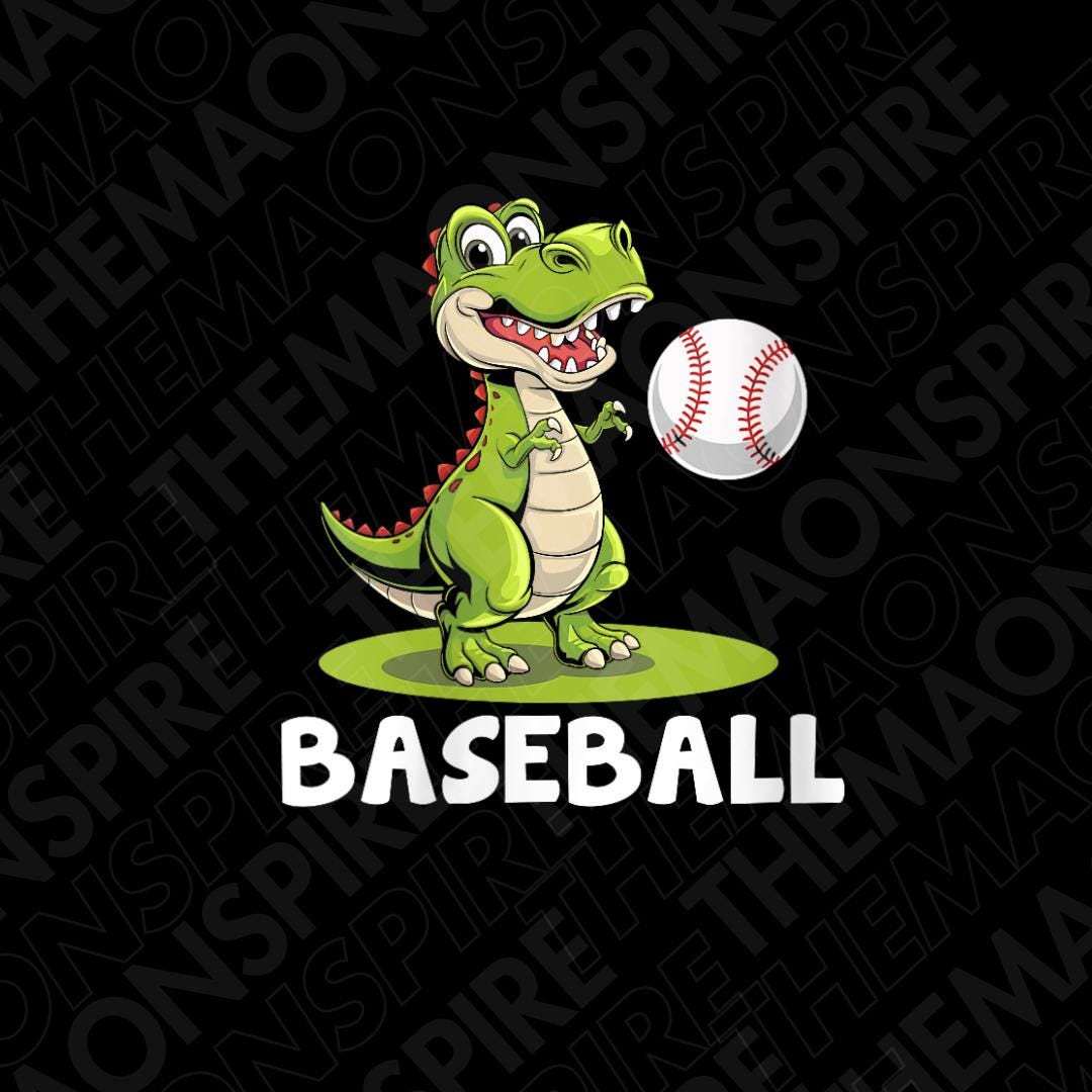 Cute Baseball Dinosaur PNG – Tyrannosaurus Sports Lover, Fun Baseball ...