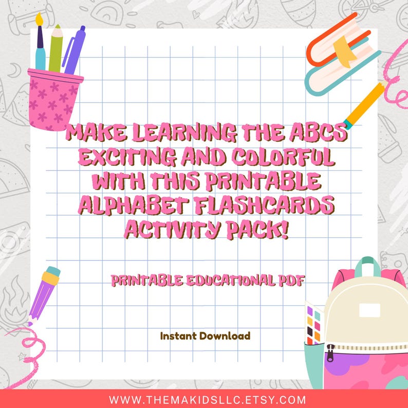 Alphabet Flashcards: Early Learning ABC Printable Activity Book (PDF ...