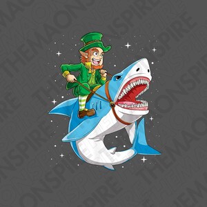 Funny Leprechaun Riding Shark PNG - Perfect for St. Patrick's Day Fun ...