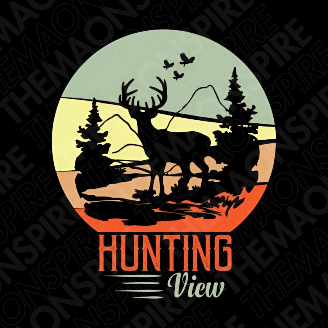 Hunting View SVG PNG | Vintage Deer & Nature Scene Design for T-shirts ...