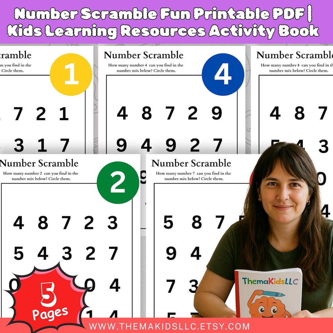 Number Scramble Activity Book: Preschool Math Worksheets (PDF ...
