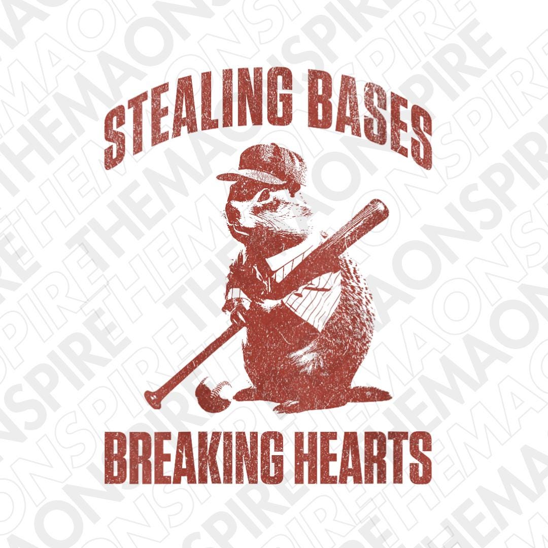 Funny Vintage Baseball Hamster Design, Stealing Bases Breaking Hearts ...