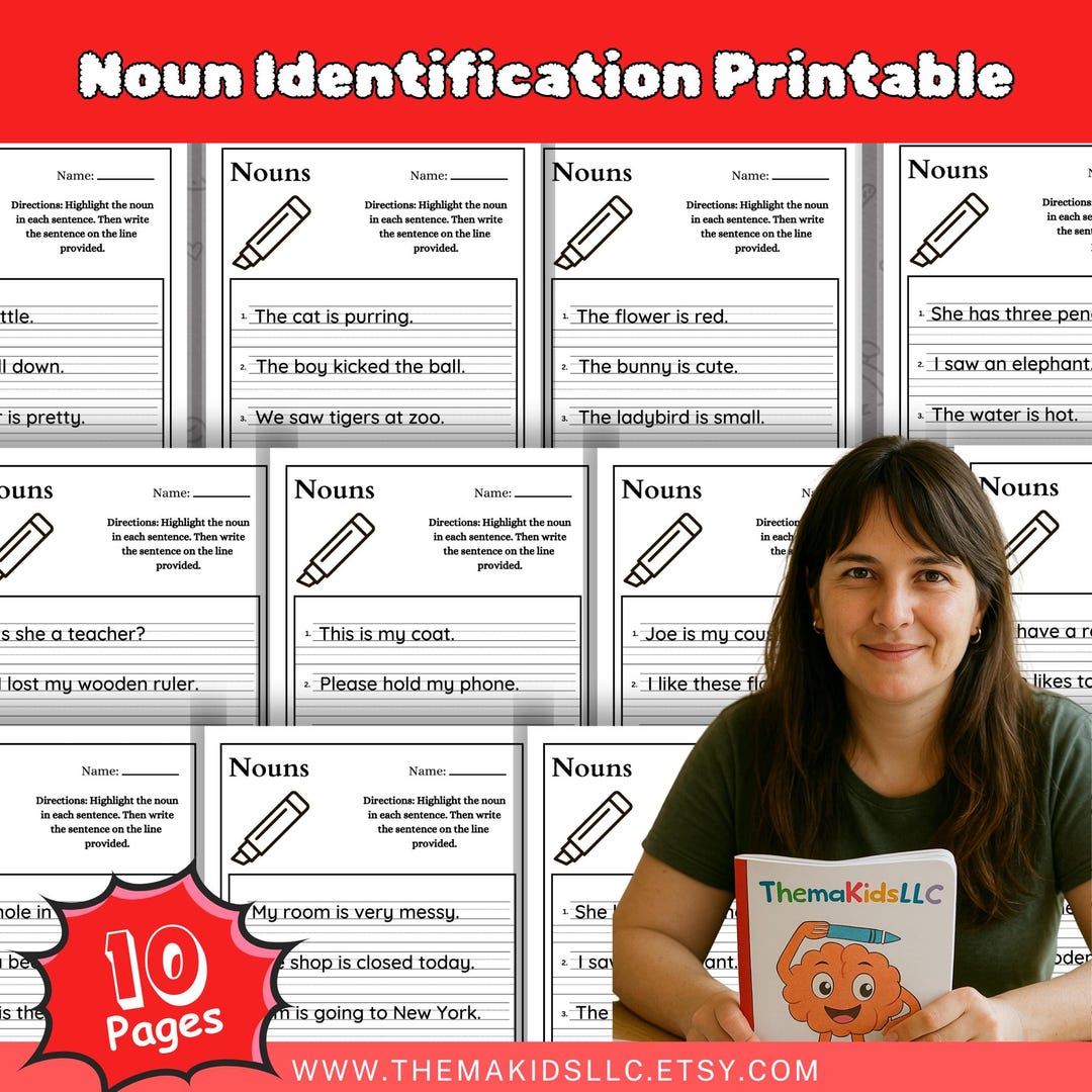 Noun Identification Activity Book: Grammar Worksheets for Preschool ...