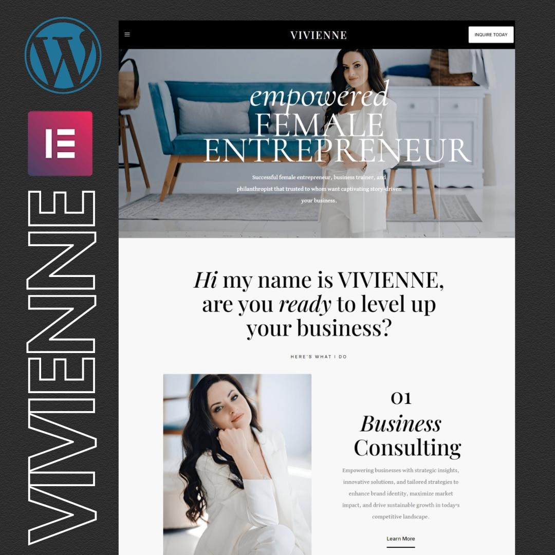Wordpress Theme Feminine Elementor Template Small Business Website ...