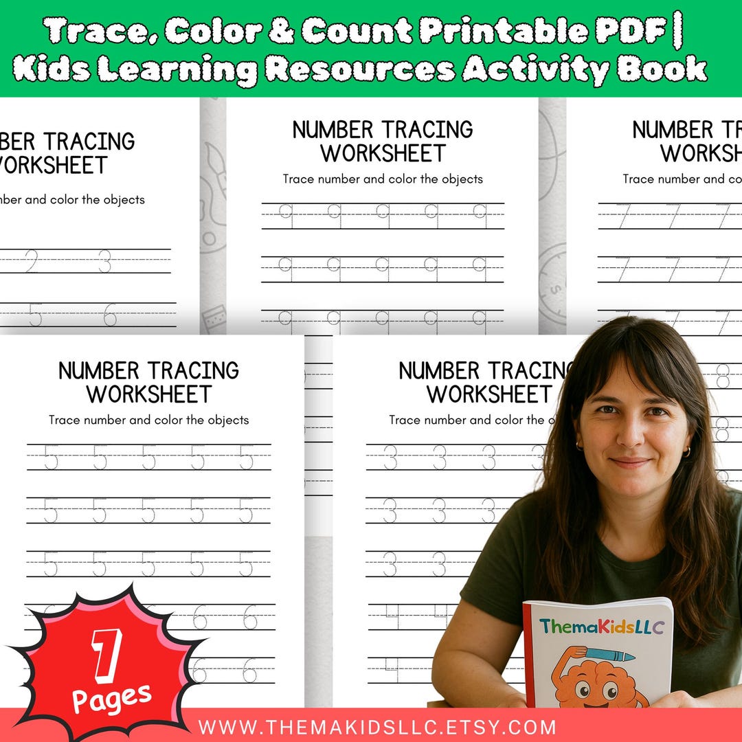 Trace, Color & Count: Kids Number Learning Activity Book (PDF Download ...