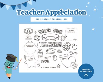 Printable Teacher Thank You Coloring Page | End of Year Gift for ...