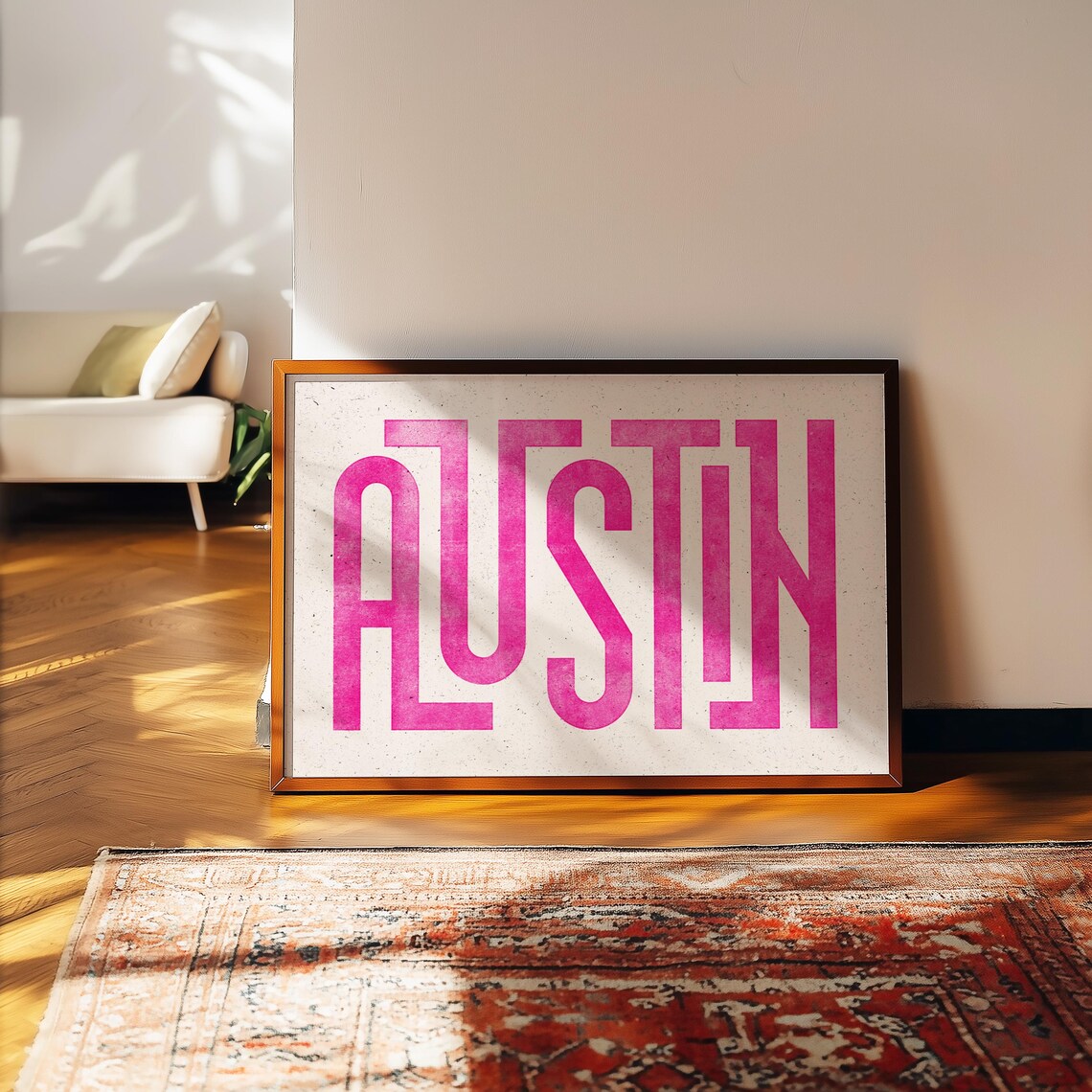 Austin Typography Poster | City Wall Art | Mid Century Bold Letter ...