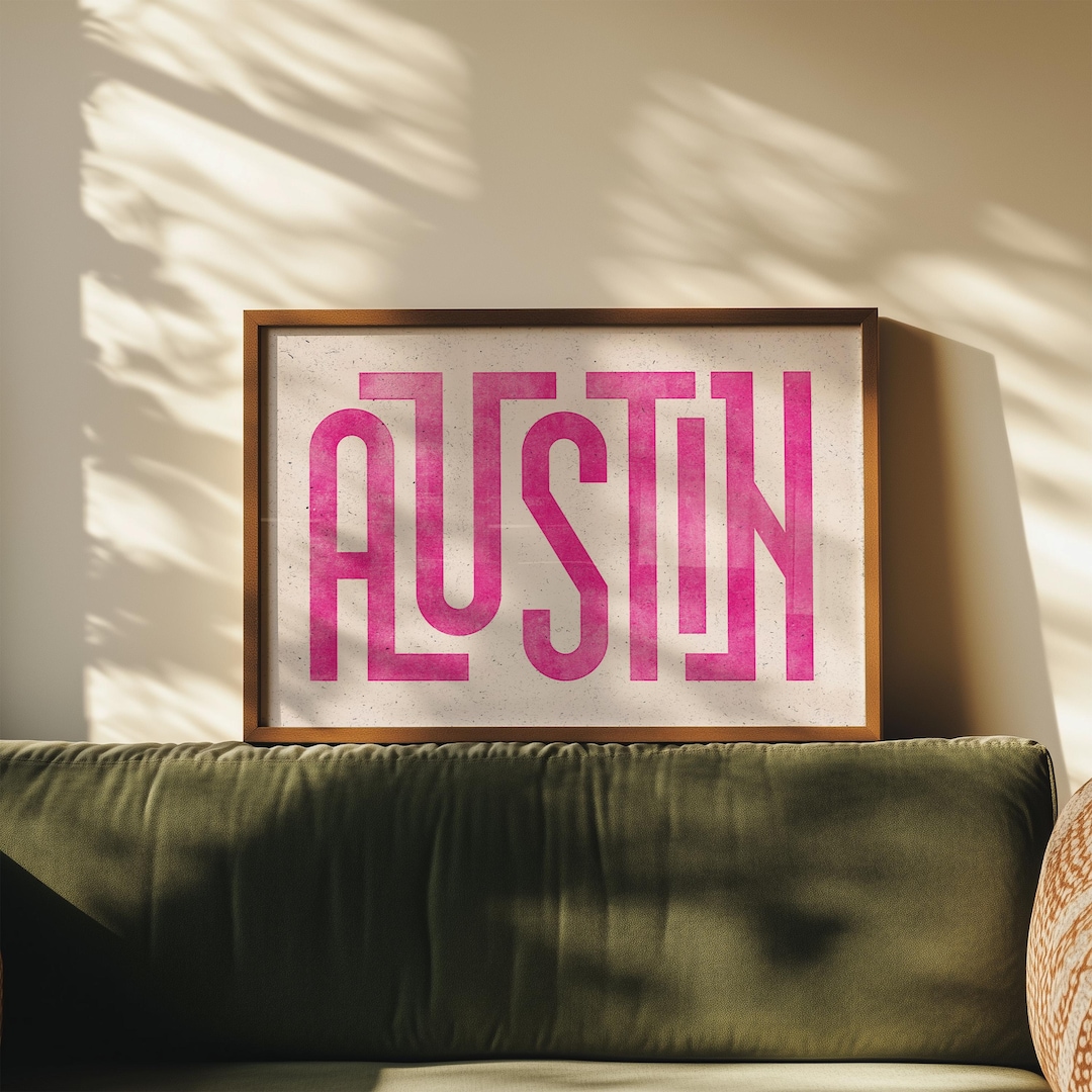 Austin Typography Poster | City Wall Art | Mid Century Bold Letter ...