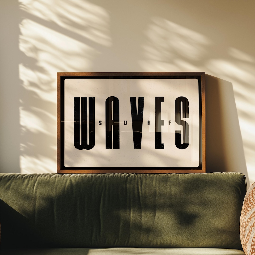 Surf Poster | Waves Typographic Print | Beach House Decor | Coastal ...