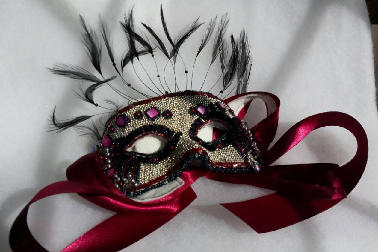 MASQUERADE Mask -"taiwan Blue Magpie". Completely Bead Embroidered for ...