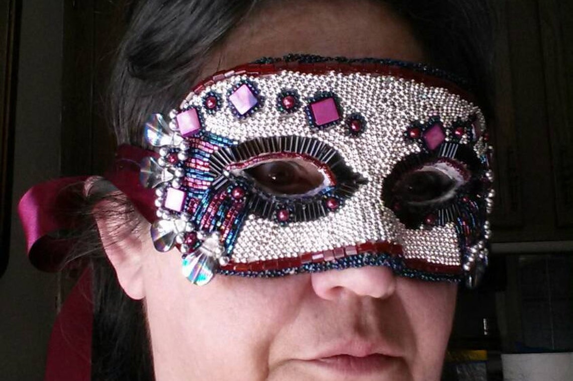 MASQUERADE Mask -"taiwan Blue Magpie". Completely Bead Embroidered for ...