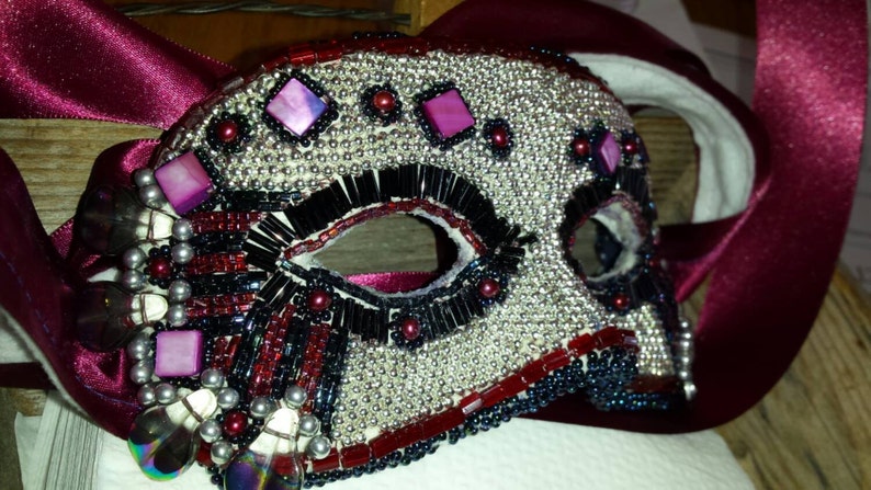 MASQUERADE Mask -"taiwan Blue Magpie". Completely Bead Embroidered for ...