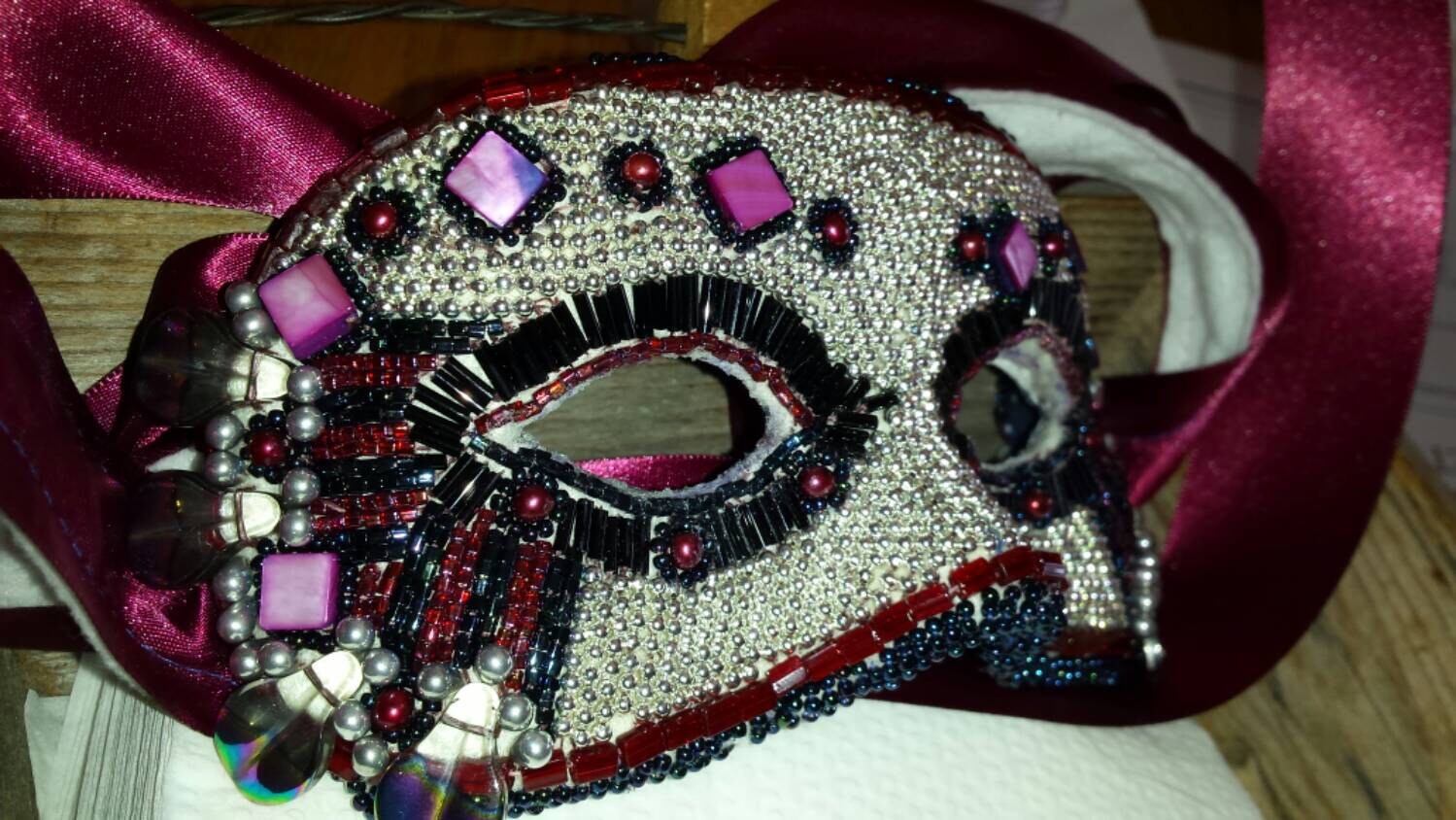 MASQUERADE Mask -"taiwan Blue Magpie". Completely Bead Embroidered for ...