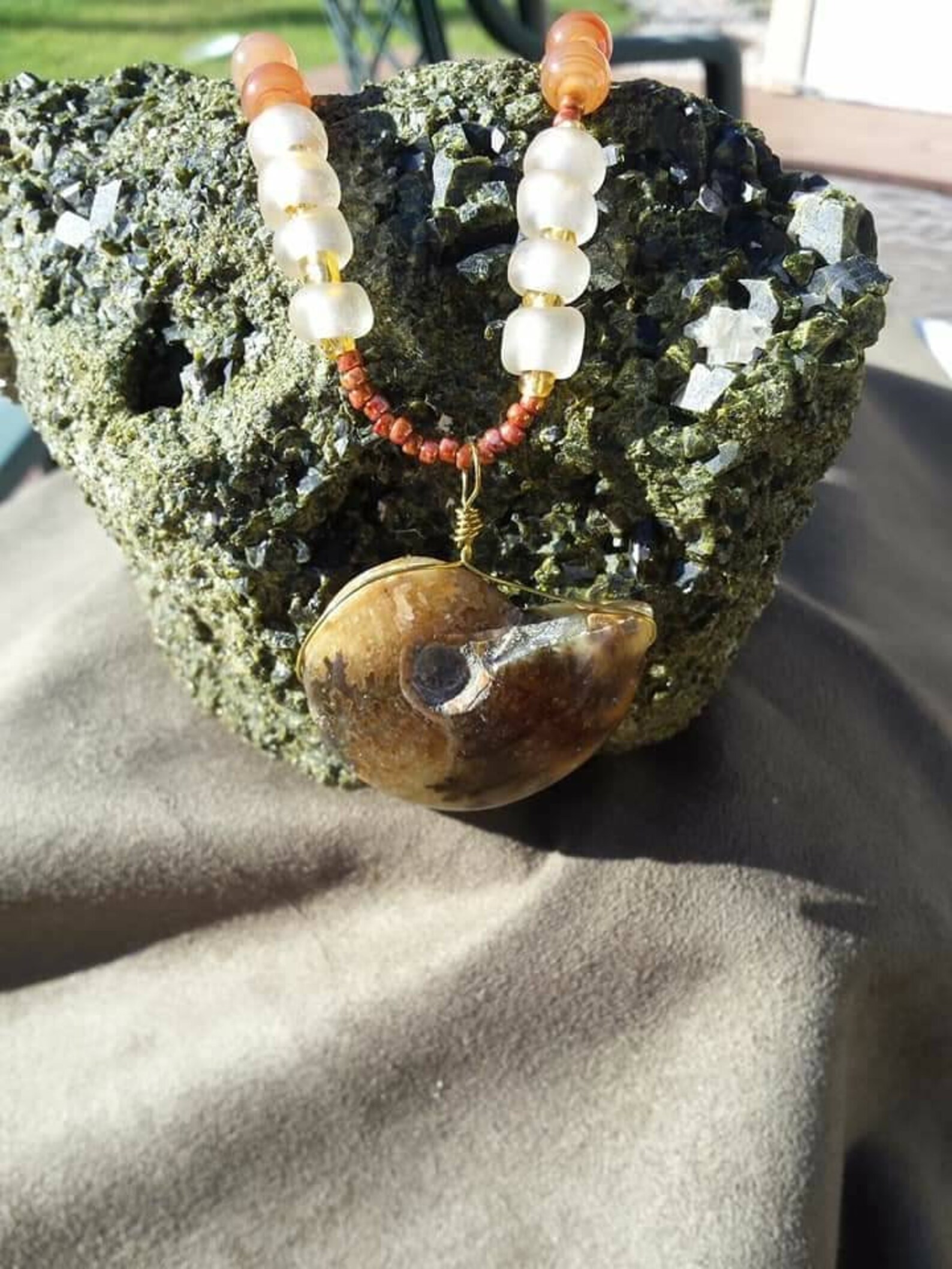 Ammonite Pendant With Yellow Agate Necklace Native American - Etsy