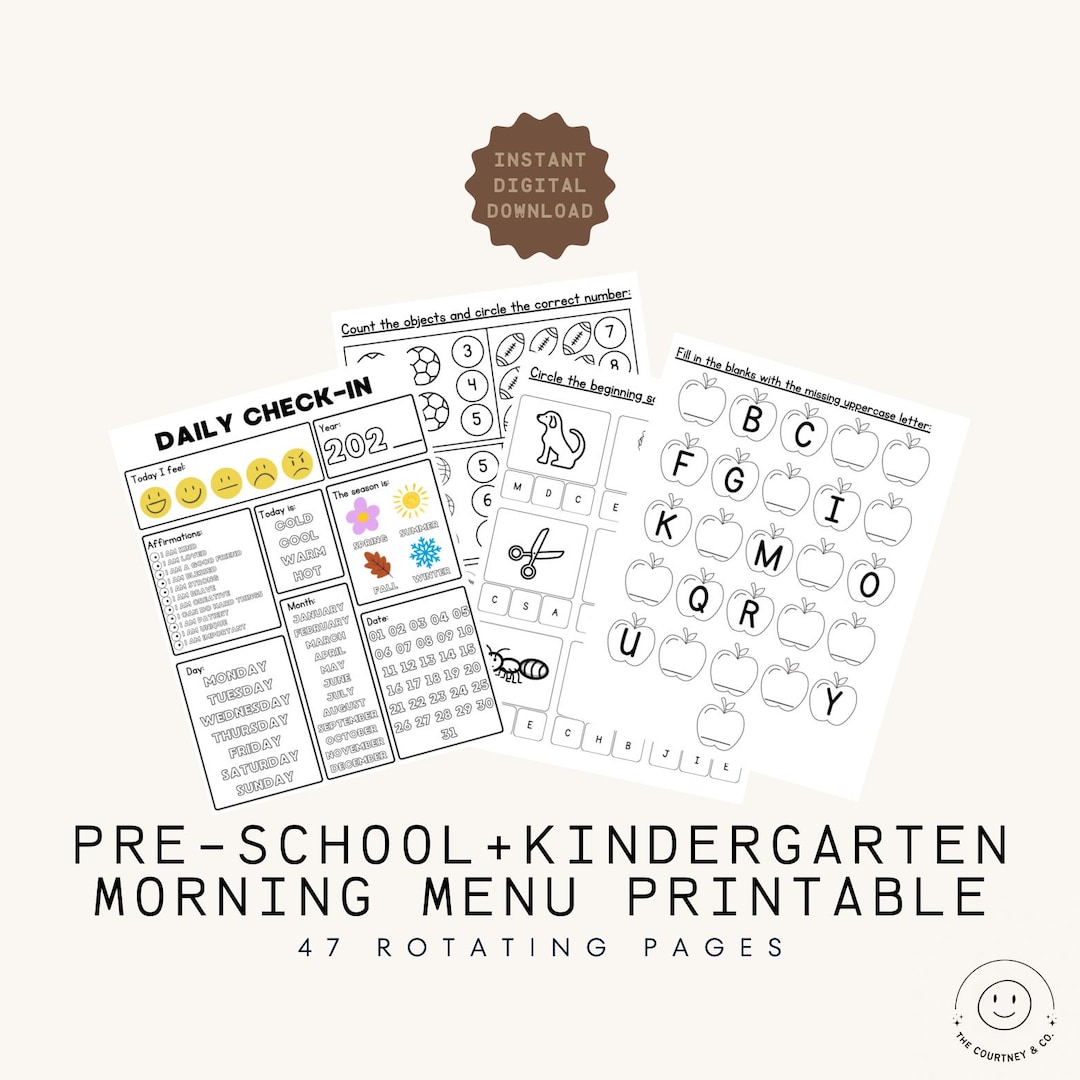 Preschool + Kindergarten Morning Menu Printable | 47 Rotating Pages ...