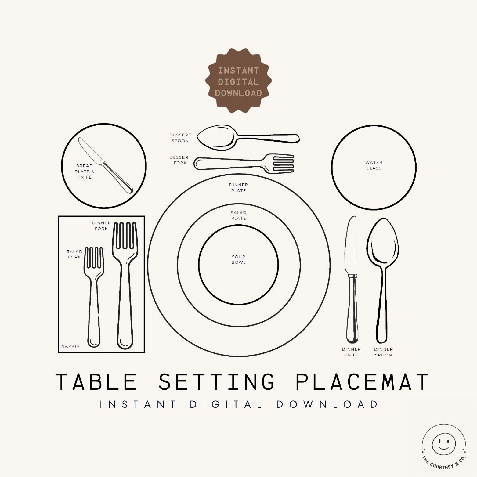 Table Setting Placemat + Table Manners 101 Printable (11x17) - Etsy
