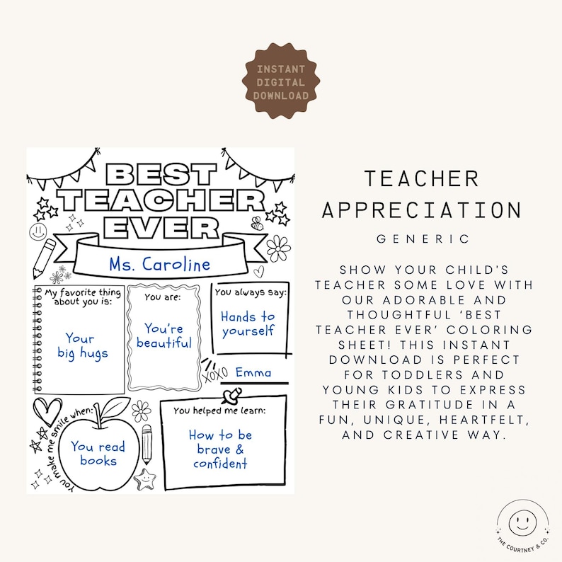 Best Teacher Ever_teacher Appreciation Coloring Sheet_generic_fill-in ...
