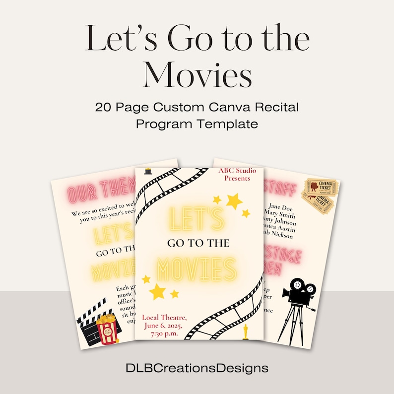 Movie Theme Dance Recital Program Template, Editable Canva Design ...