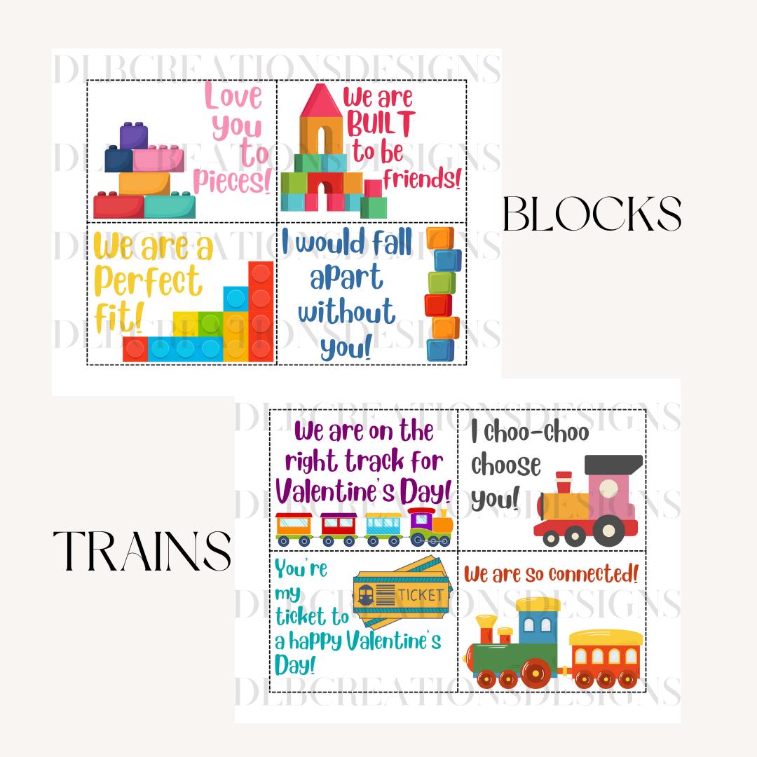 Kids Valentine's Day Cards, Printable Digital Download Template, Cards ...