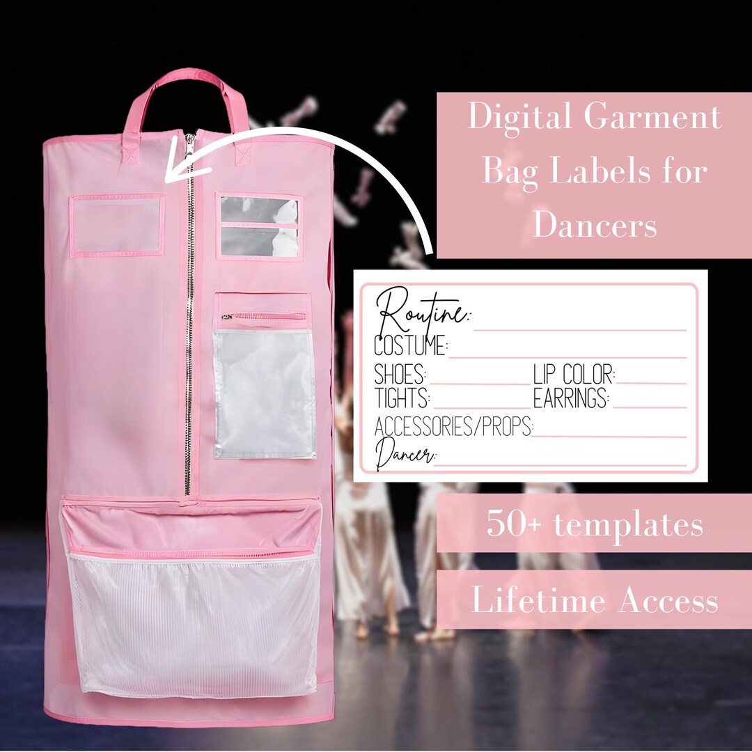 Custom Digital Garment Bag Labels for Dancers, Personalized Dance ...