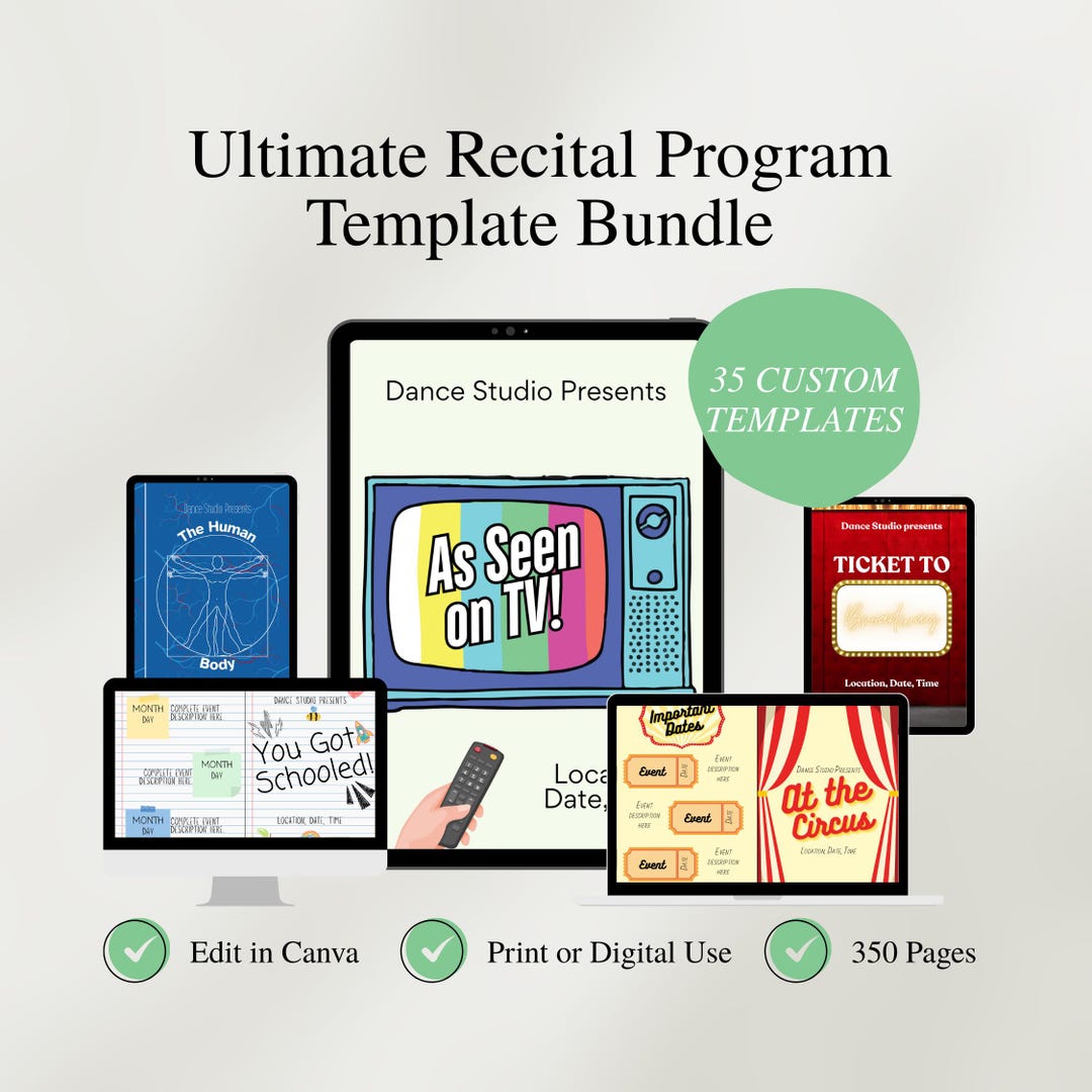 Ultimate Recital Program Template Bundle- Best Seller, 30 Digital ...