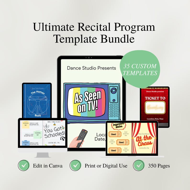 Ultimate Recital Program Template Bundle- Best Seller, 30 Digital ...