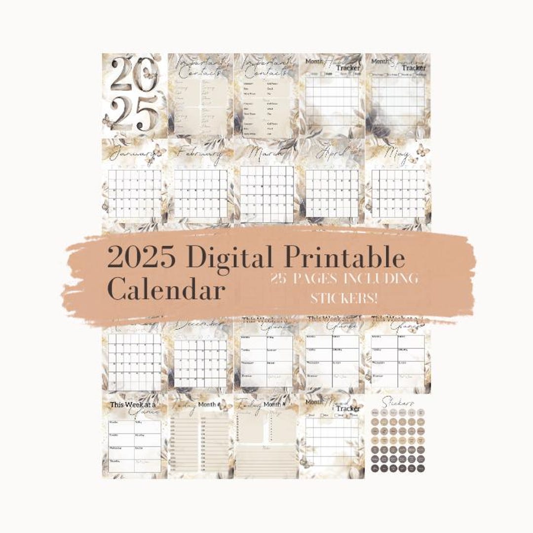 2025 Digital Planner Monthly Weekly Planner Daily 2025 Calendar Planner ...