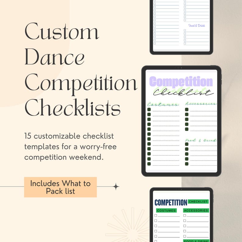 Custom Dance Competition Checklist Templates (instant Download) - Etsy