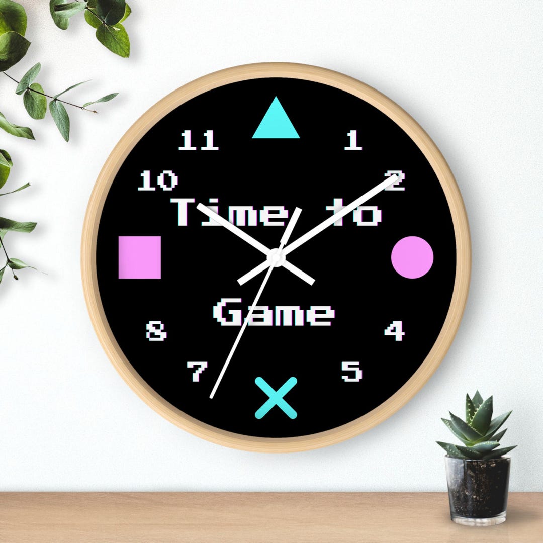 Time to Game Retro Wall Clock for Gamer Gift for Gamer Circle Wall ...