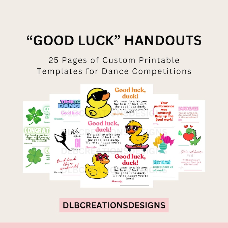 Dance Cheer Competition Handouts, Good Luck Notes (digital Download) - Etsy