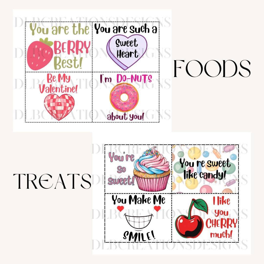 Kids Valentine's Day Cards, Printable Digital Download Template, Cards ...