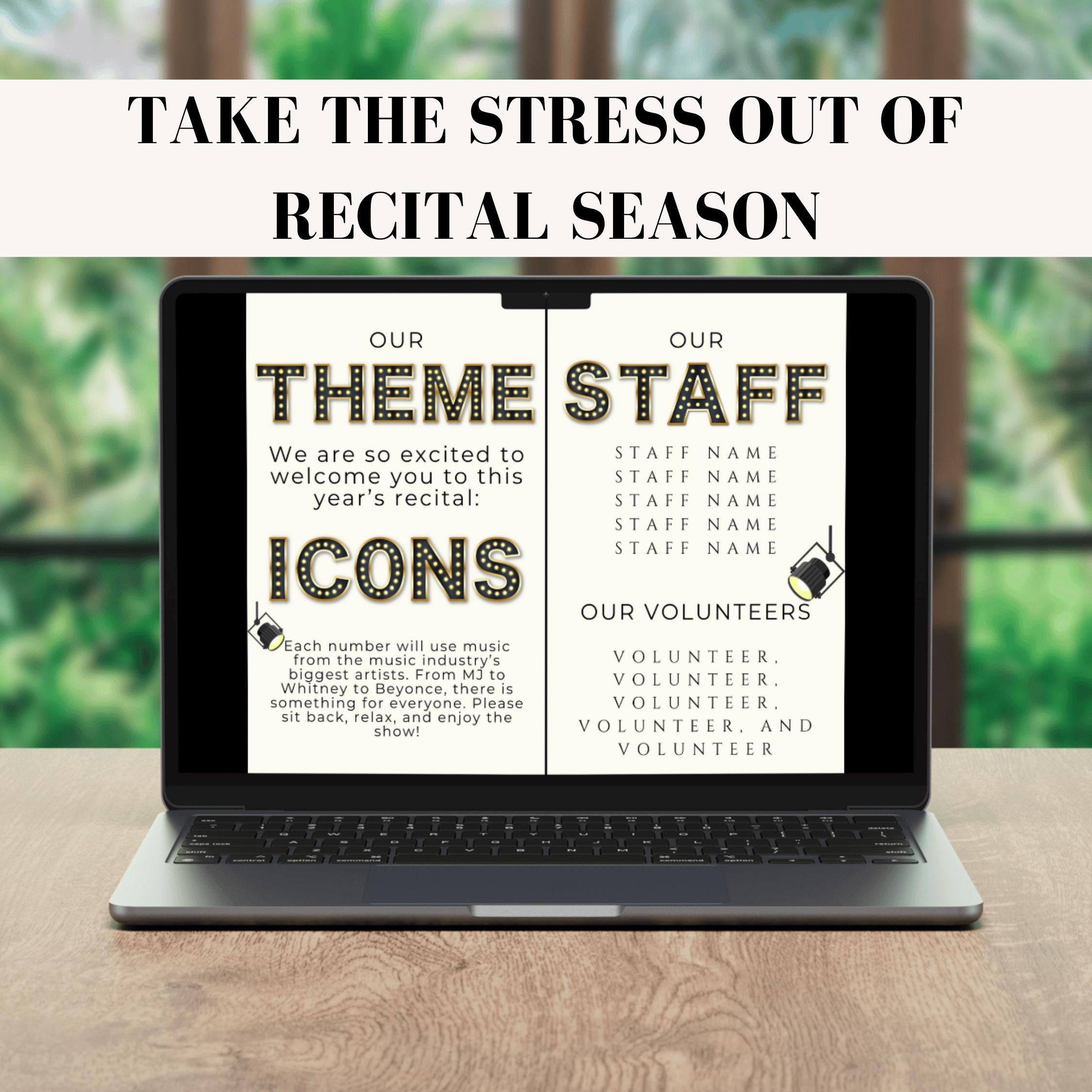Icons Themed Recital Program | Canva Template for Dance Recital ...