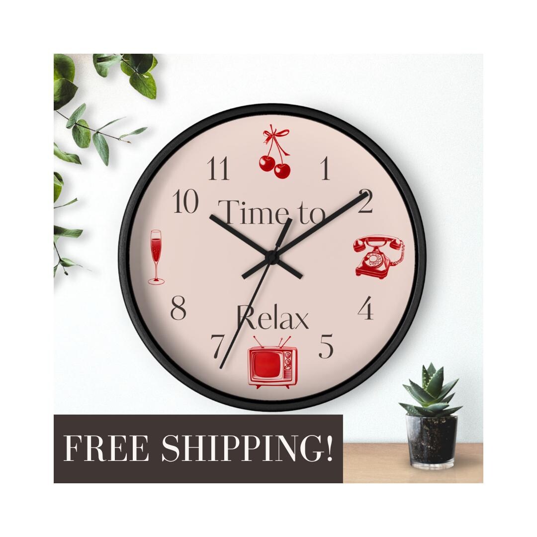 Feminine Wall Clock, Coquette Vintage Design, Time to Relax Circle ...