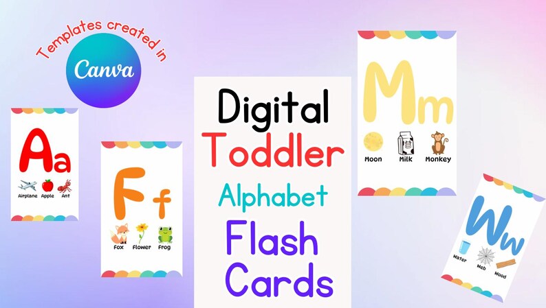 Digital Alphabet Flash Cards for Kids Colorful Printable Flash Cards ...