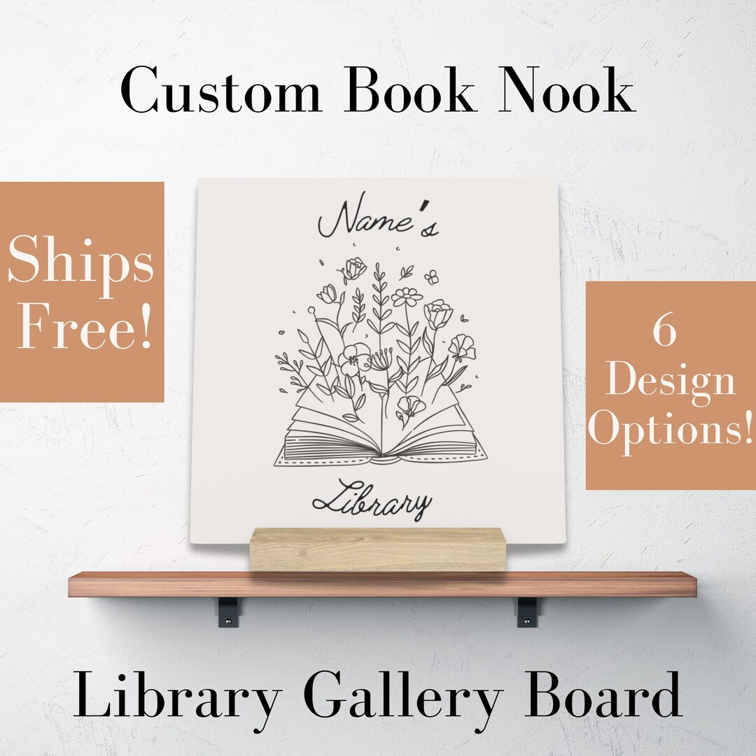 Custom Book Nook Home Library Gallery Board With Wooden Stand ...