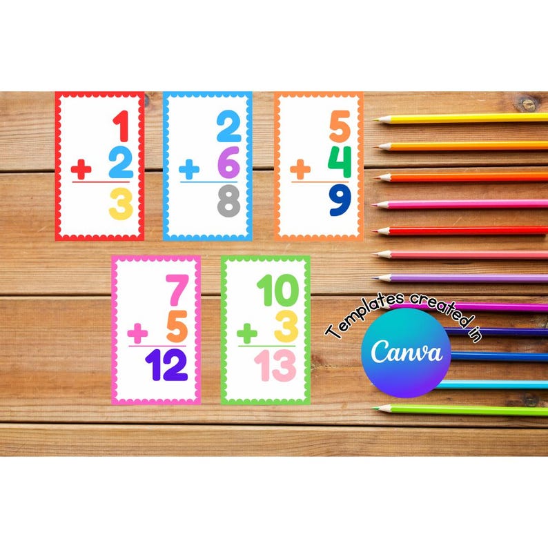 Digital Addition Flash Cards, Printable Flash Cards, Digital Flash ...