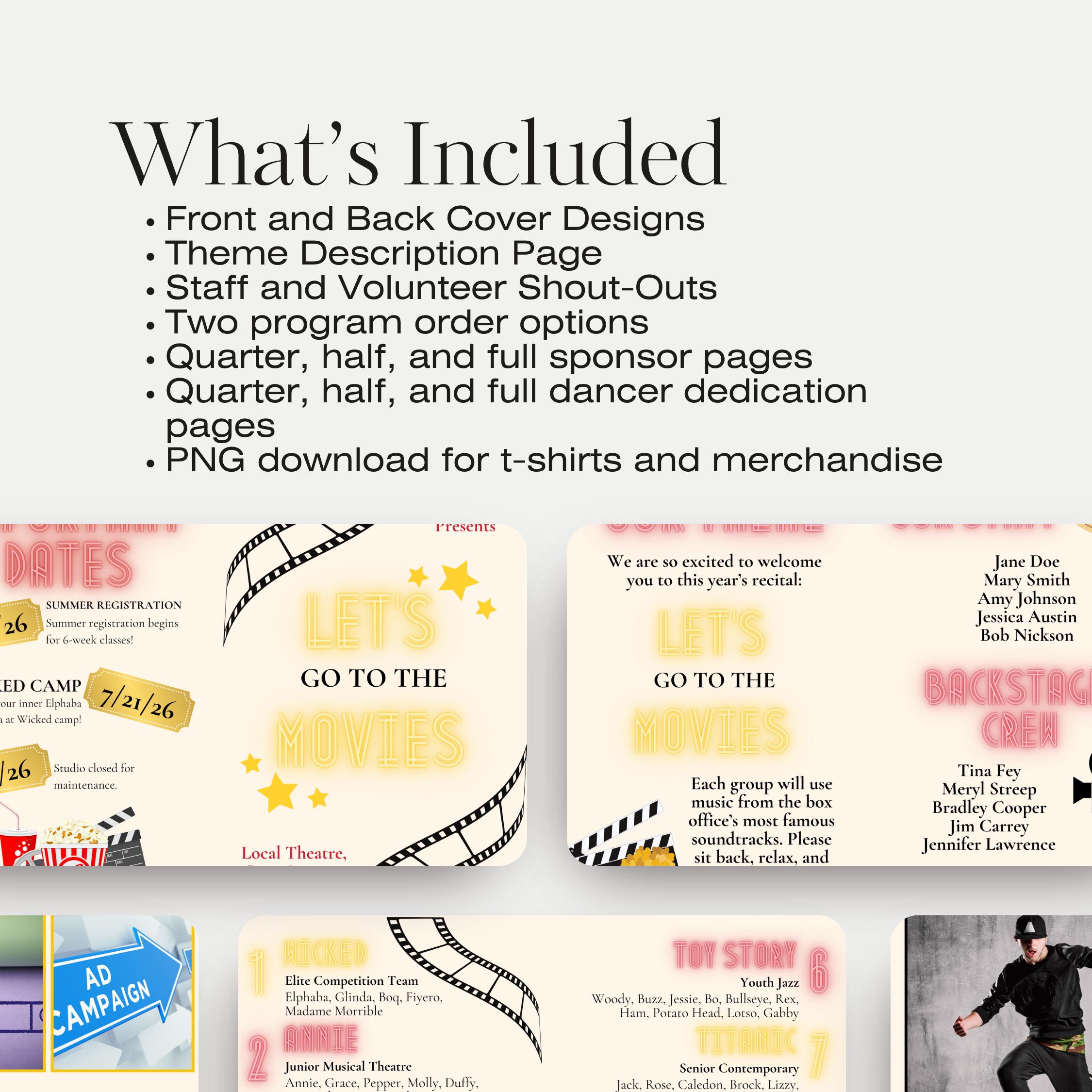 Movie Theme Dance Recital Program Template, Editable Canva Design ...