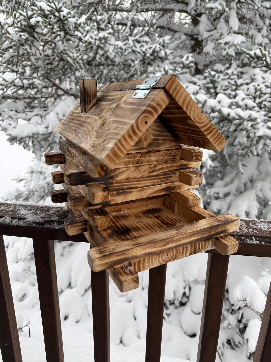 Charming Log Cabin Bird Feeder - Hinged for Easy Refilling, Handmade in ...