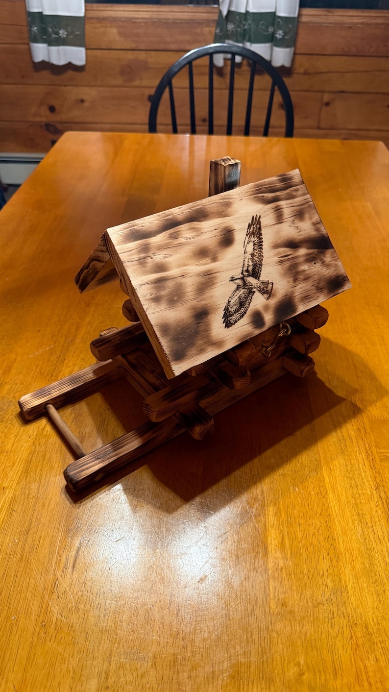 Personalized Engraved Rustic Log Cabin Bird Feeder, Handmade in USA ...
