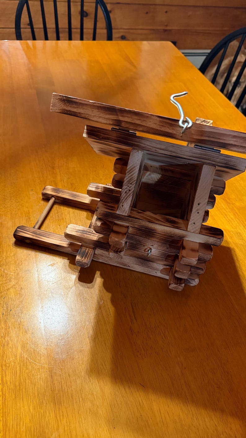 Personalized Engraved Rustic Log Cabin Bird Feeder, Handmade in USA ...