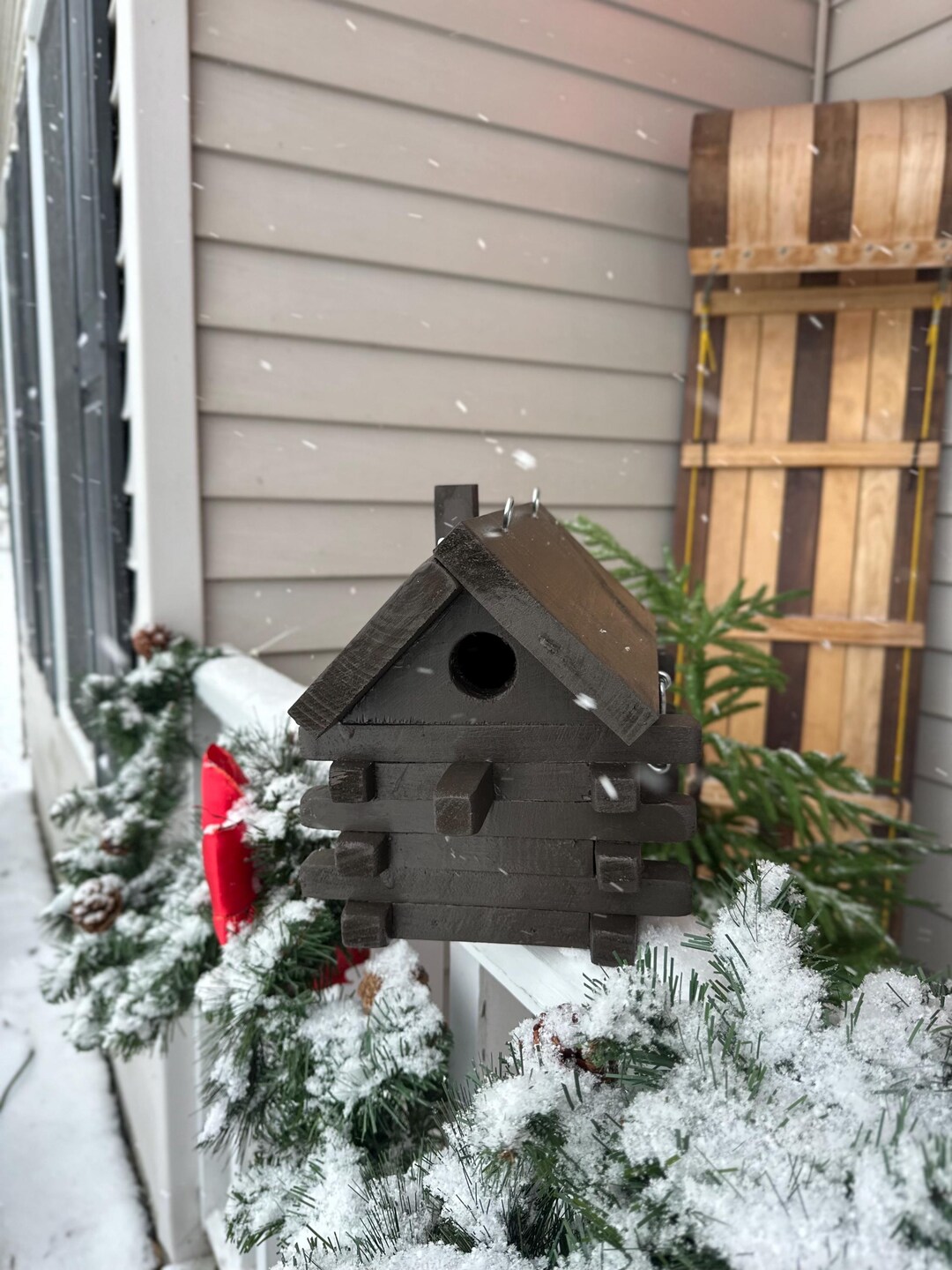 Rustic Log Cabin Birdhouse – Handmade Backyard Decor - Etsy
