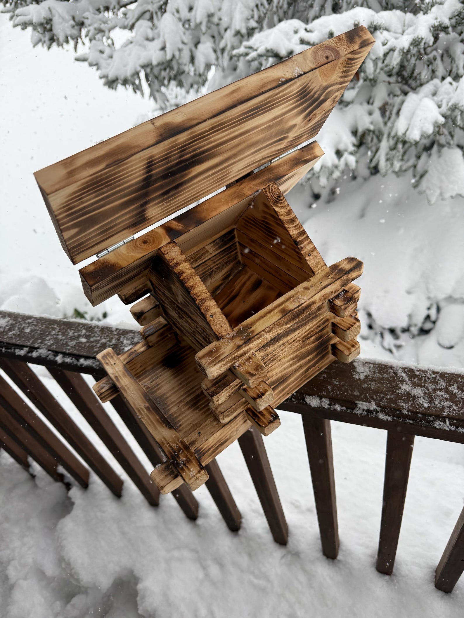 Charming Log Cabin Bird Feeder - Hinged for Easy Refilling, Handmade in ...