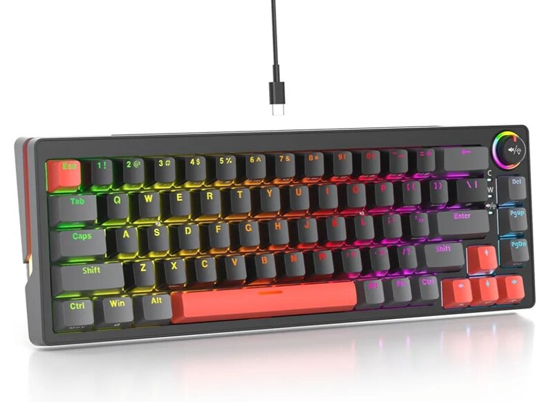 65% Compact RGB Keyboard Black or White Wired Milky Yellow Pro Switches ...