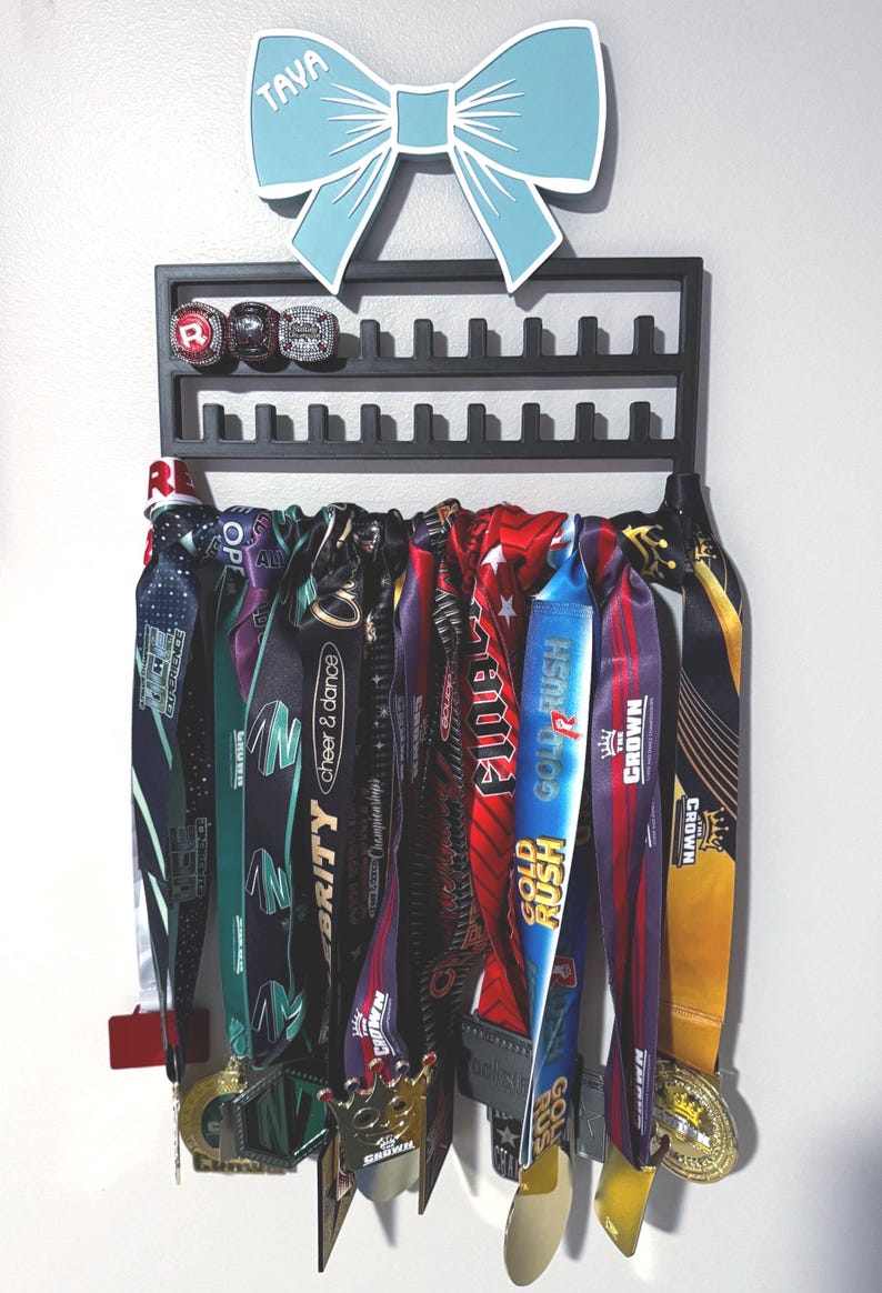Cheer Ring + Medal Hanger W/ Wall Mount *PERSONALIZED* - Etsy