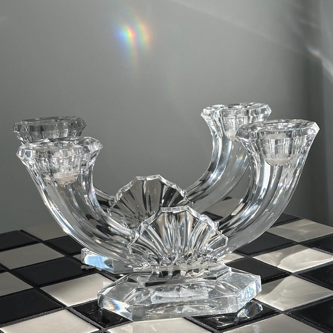 Vintage Val St Lambert Imperial Crystal Double Candelabra - Candlestick ...