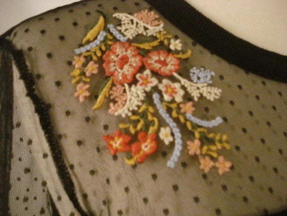 Black Sheer Romantic Embroidered Vintage Inspired Ruf… - Gem